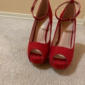 Dream Pairs | Shoes | Red Open Toe Platform Pumps | Poshmark